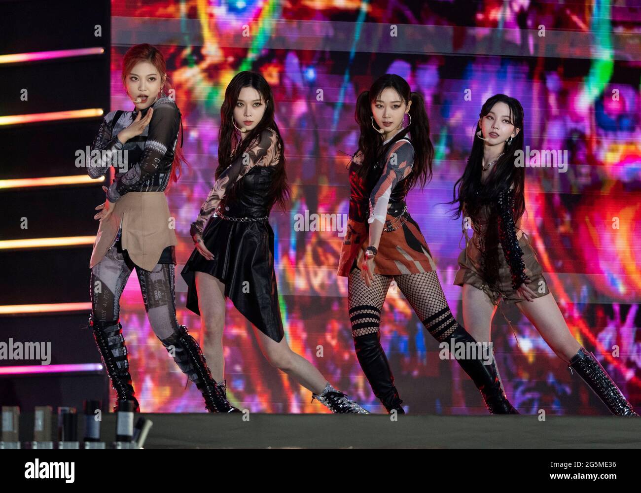 Seoul, South Korea. 26th June, 2021. K-pop girl group aespa performs on ...