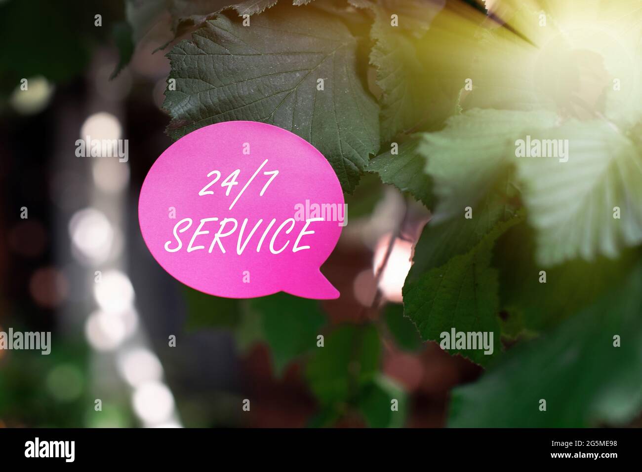 Sign displaying 24 on 7 Service. Concept meaning providing an ...