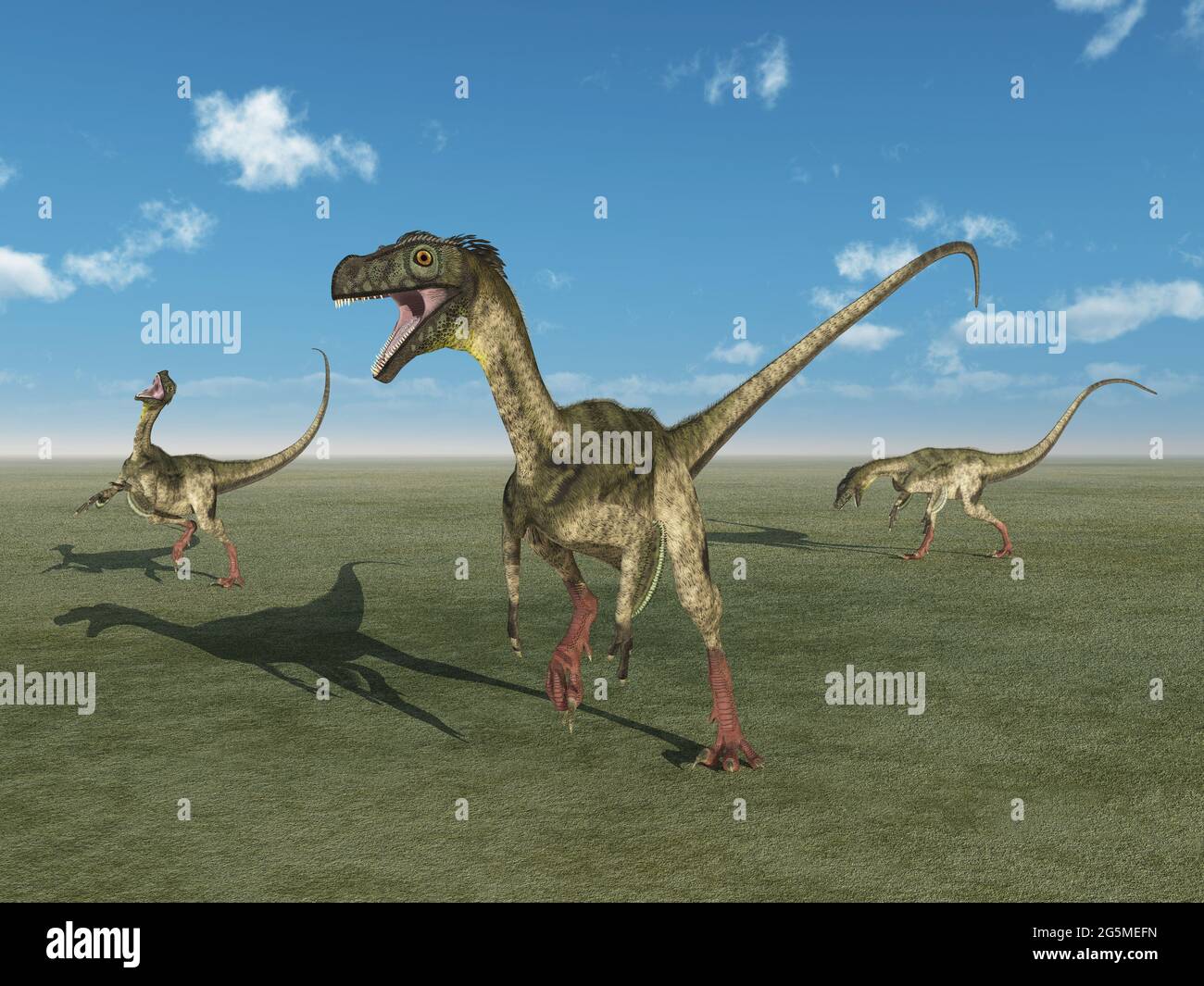 Dinosaur Ornitholestes in a landscape Stock Photo - Alamy