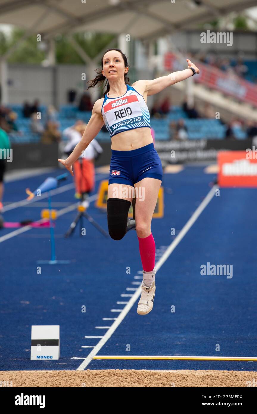 MANCHESTER - ENGLAND 25/27 JUN 21: Stefanie Reid competing in the long ...