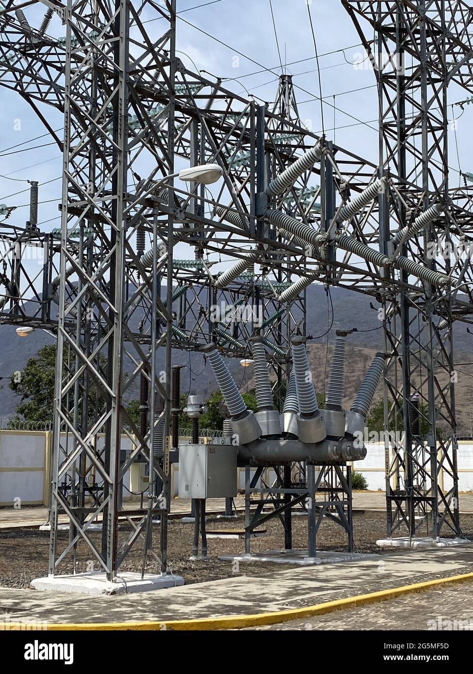 General view to high-voltage electric substation Stock Photo - Alamy