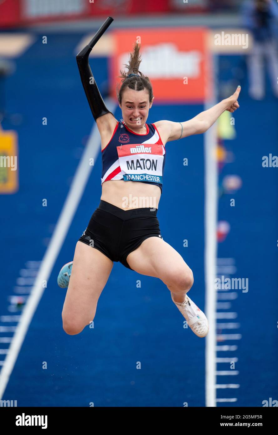 MANCHESTER - ENGLAND 25/27 JUN 21: Polly Maton competing in the long ...
