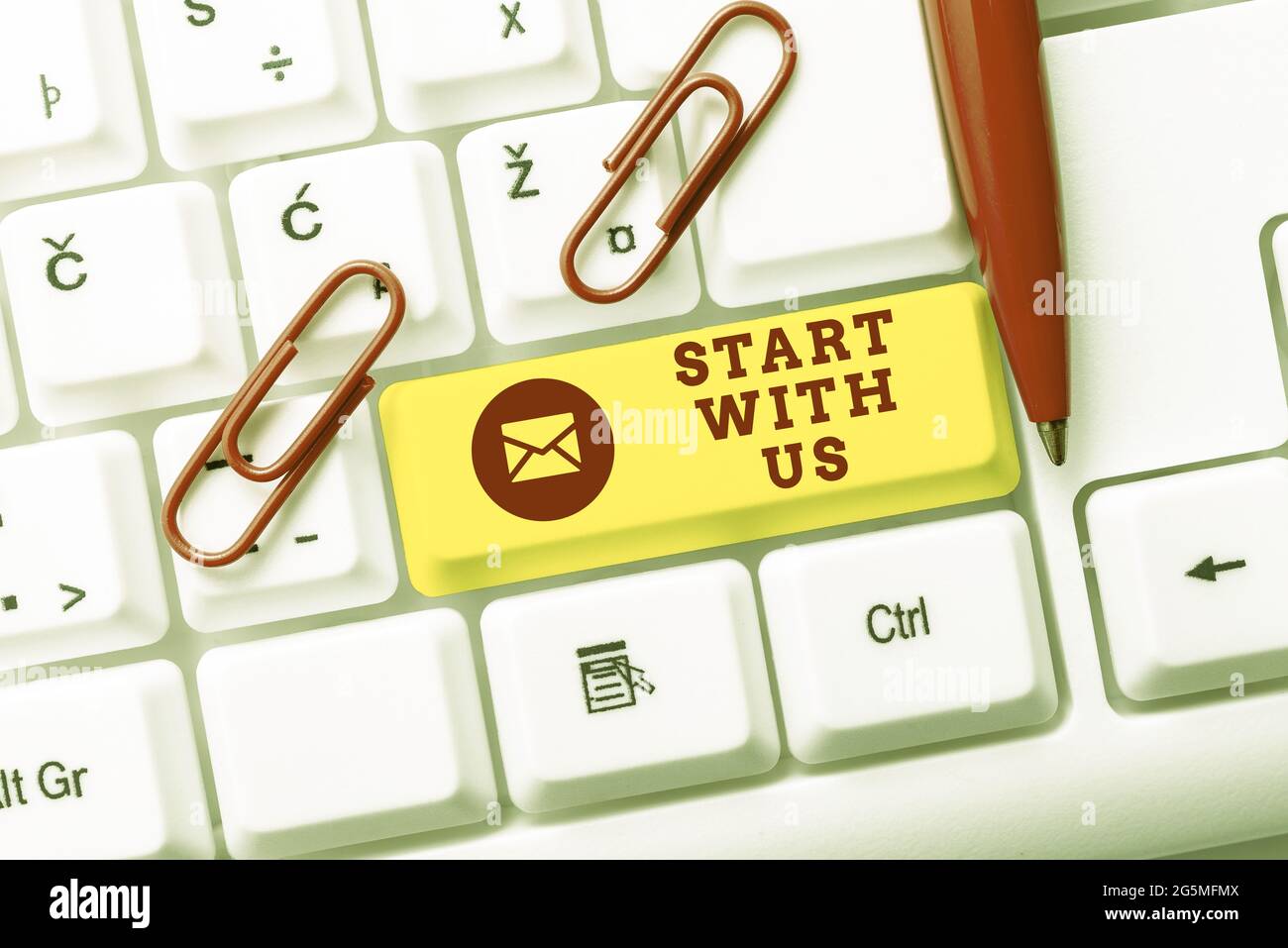 Conceptual display Start With Us. Word for inviting someone to work together for certain job or ...