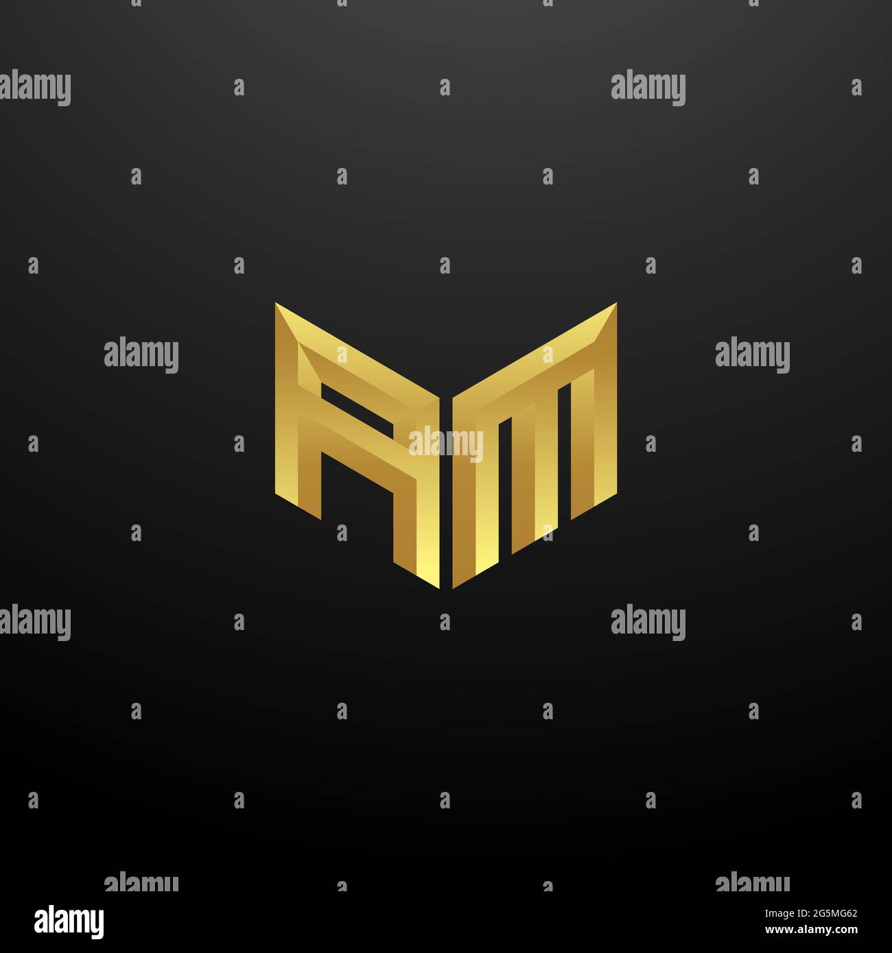 AM Logo Monogram Letter Initials Design Template with Gold and Black ...