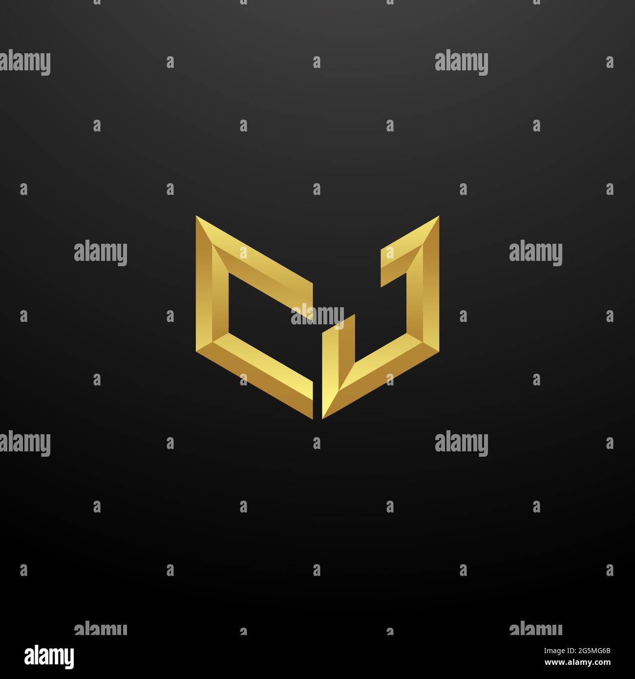 CJ Logo Monogram Letter Initials Design Template with Gold and Black ...