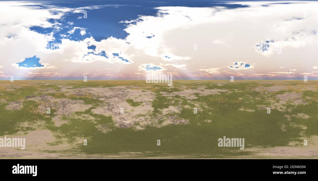 Spherical 360 degrees seamless panorama with a flat landscape Stock ...