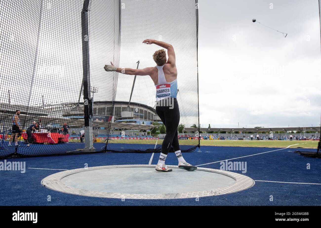 MANCHESTER - ENGLAND 25/27 JUN 21: Ben Hawkes competing in the hammer ...