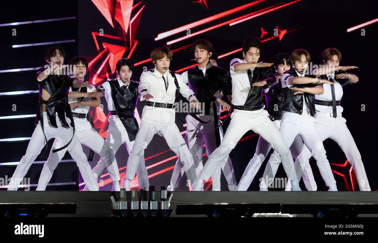 26 June 2021 - Seoul, South Korea : boy band Golden Child, performs on ...