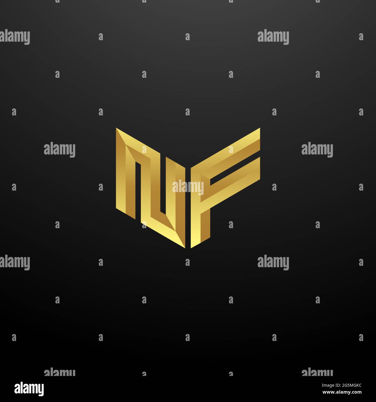 NF Logo Monogram Letter Initials Design Template with Gold and Black ...
