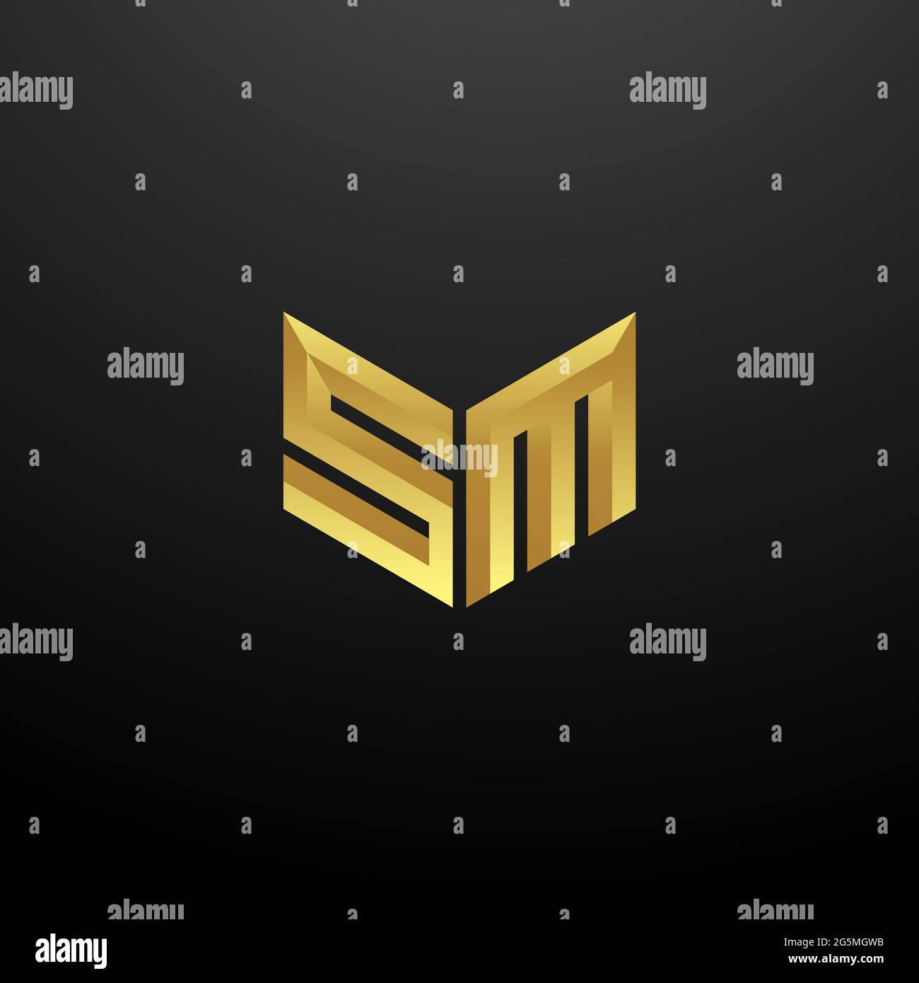 SM Logo Monogram Letter Initials Design Template with Gold and Black ...