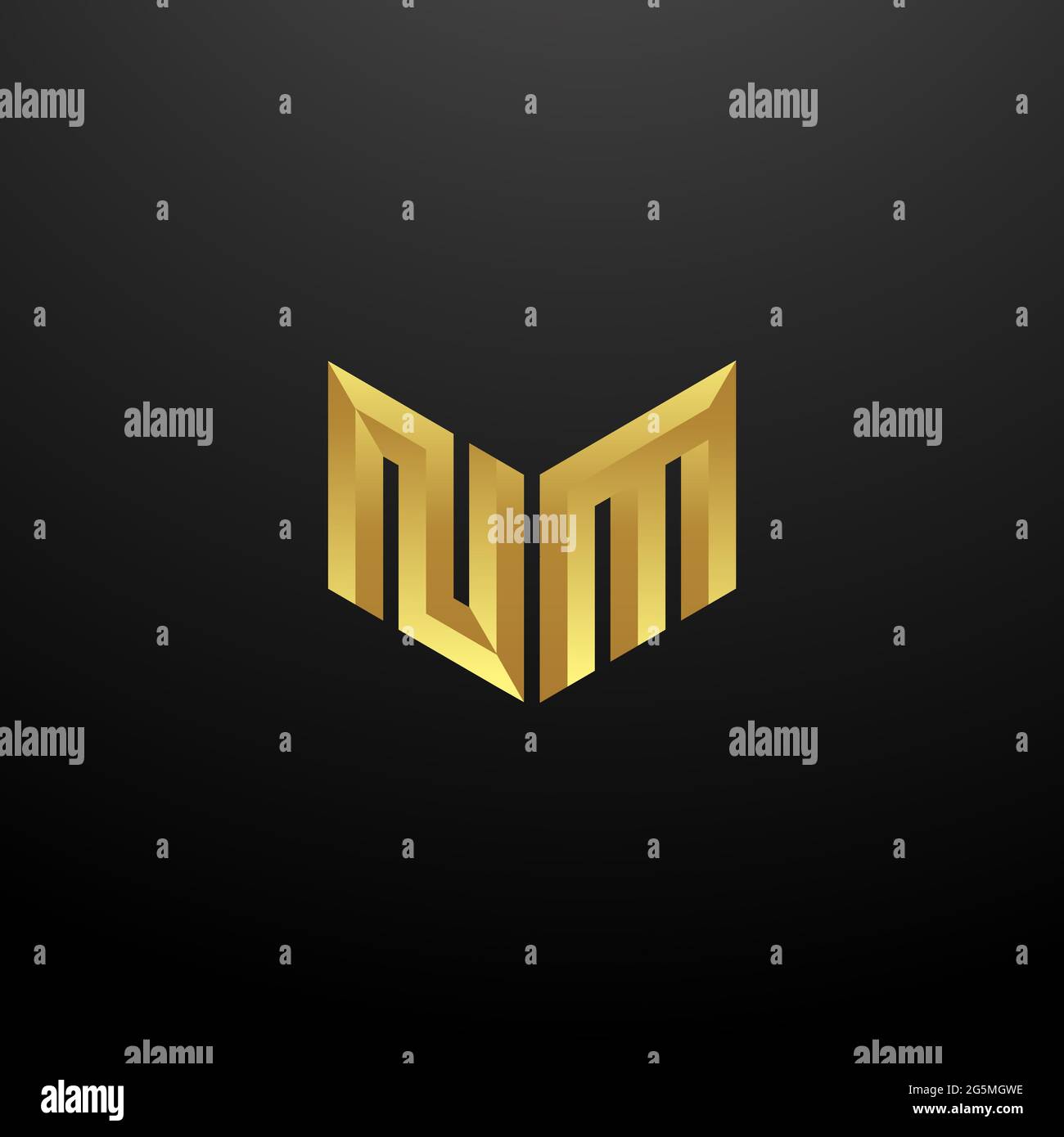 NM Logo Monogram Letter Initials Design Template with Gold and Black ...