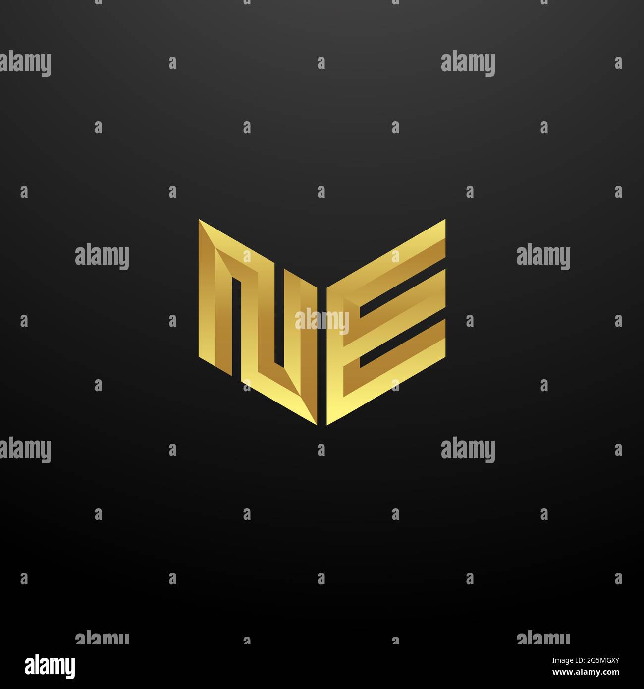 NE Logo Monogram Letter Initials Design Template with Gold and Black ...