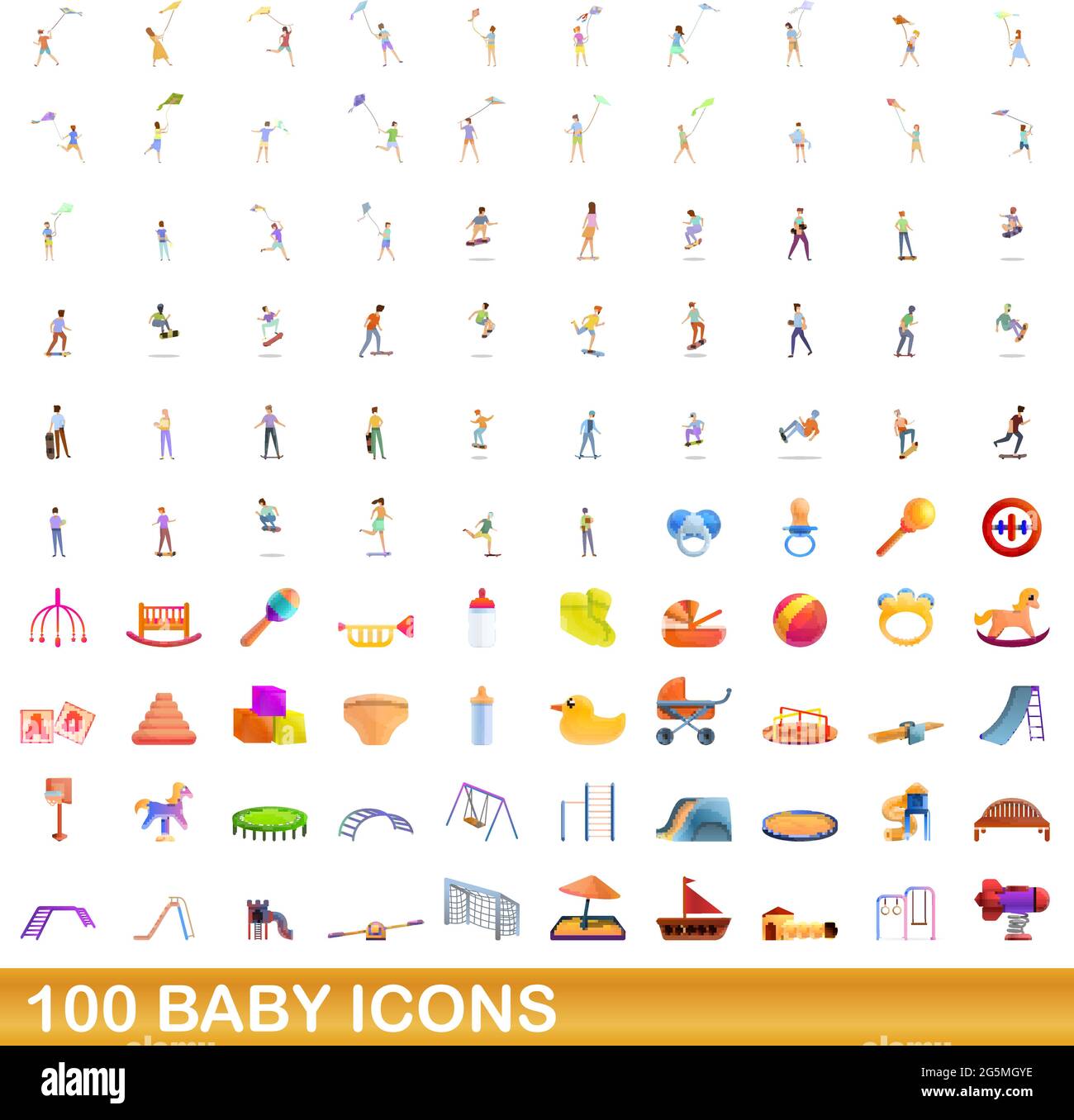 100 baby icons set. Cartoon illustration of 100 baby icons vector set ...