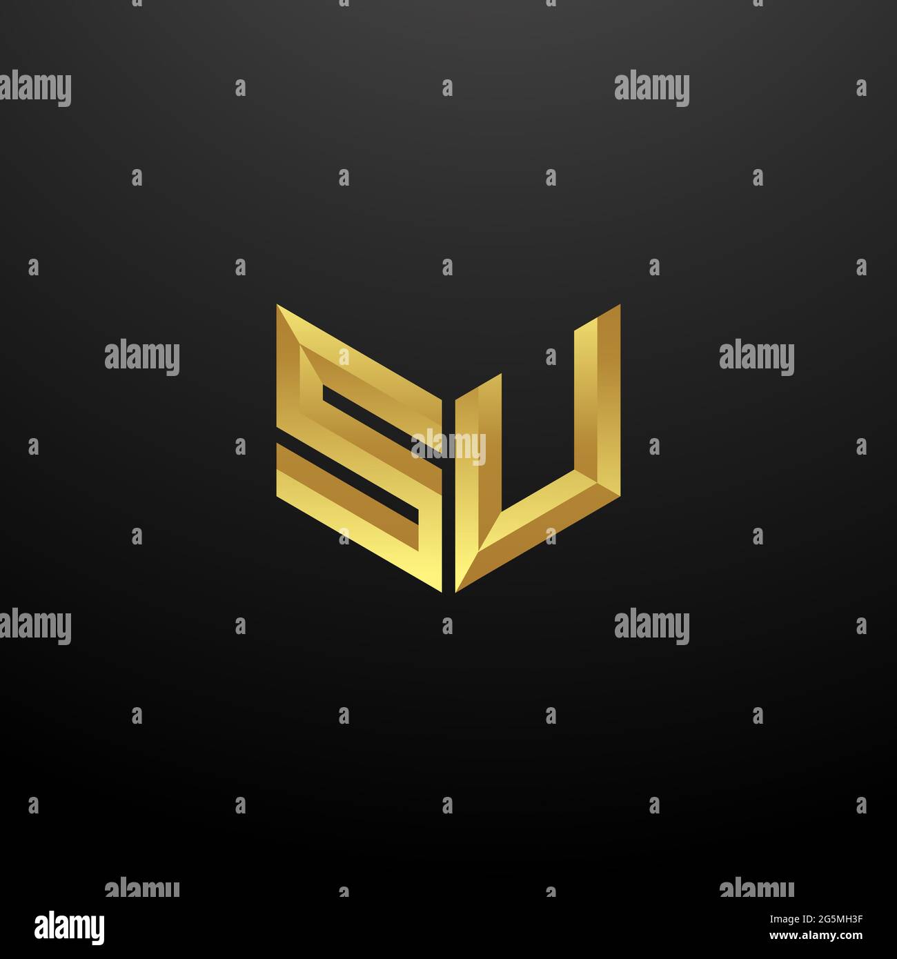 SU Logo Monogram Letter Initials Design Template with Gold and Black Background Vector icon ...