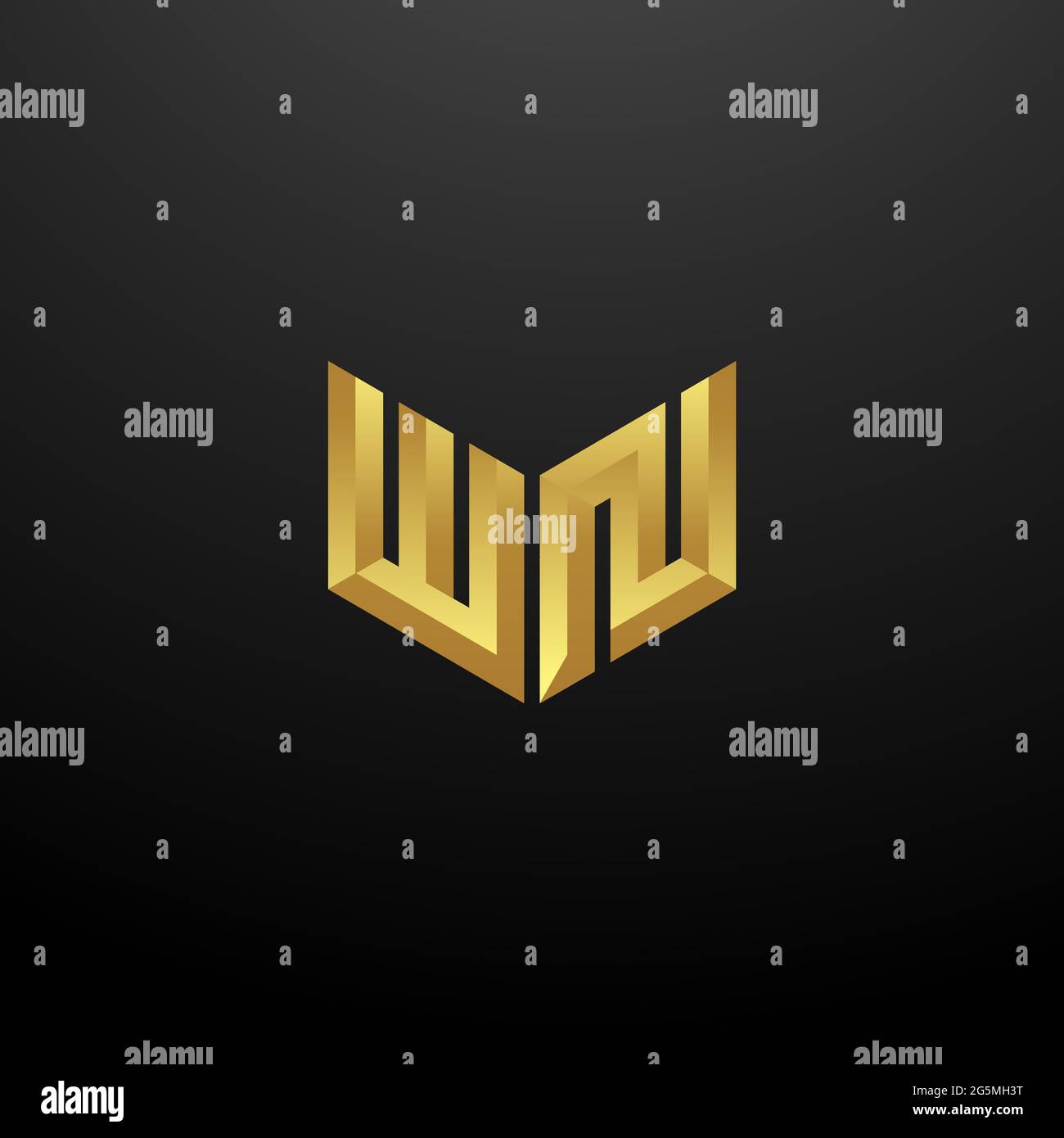 WN Logo Monogram Letter Initials Design Template with Gold and Black ...