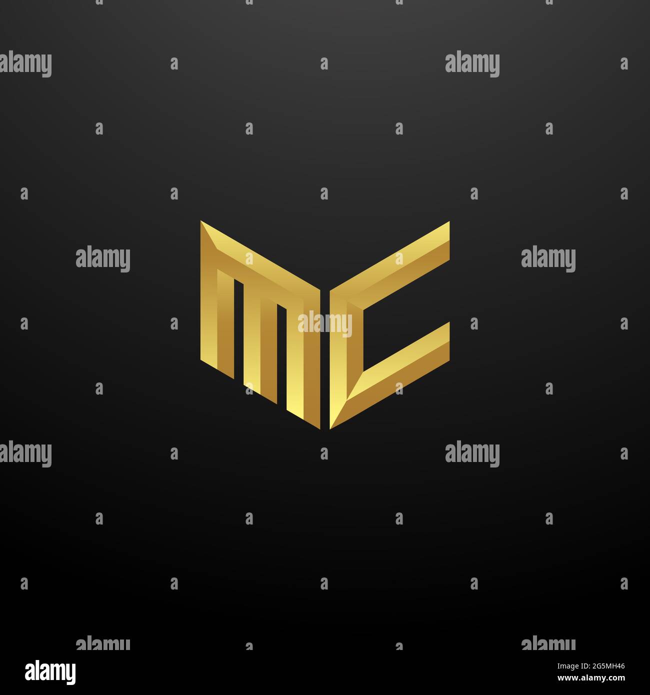 MC Logo Monogram Letter Initials Design Template with Gold and Black ...