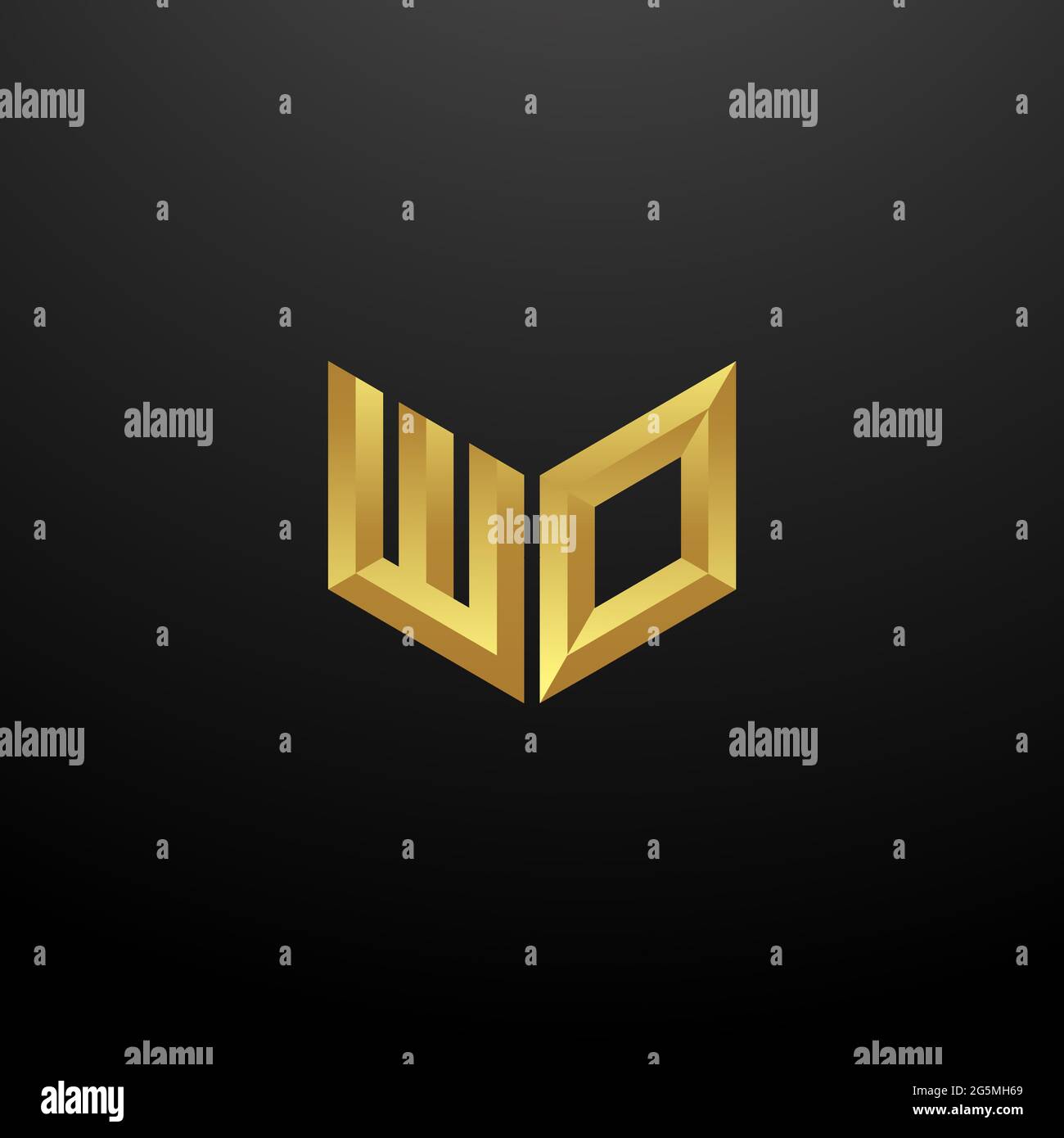 WO Logo Monogram Letter Initials Design Template with Gold and Black ...