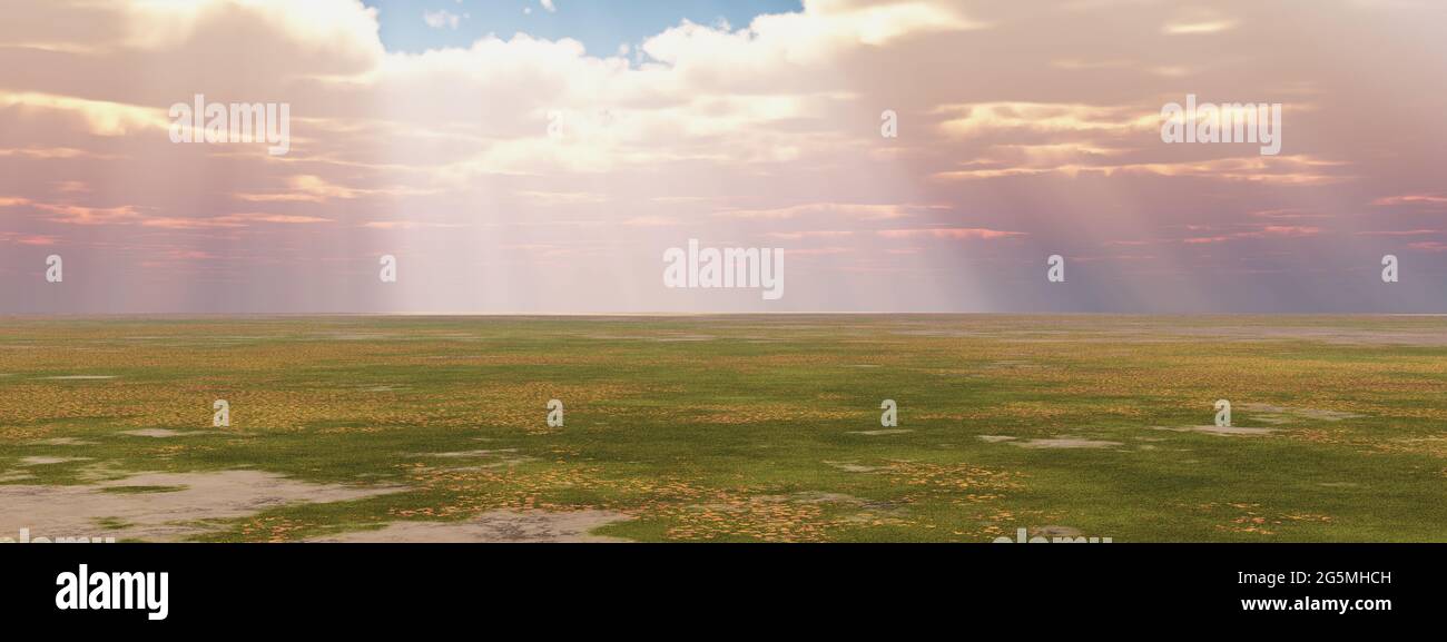 Sunbeams over a landscape Stock Photo - Alamy