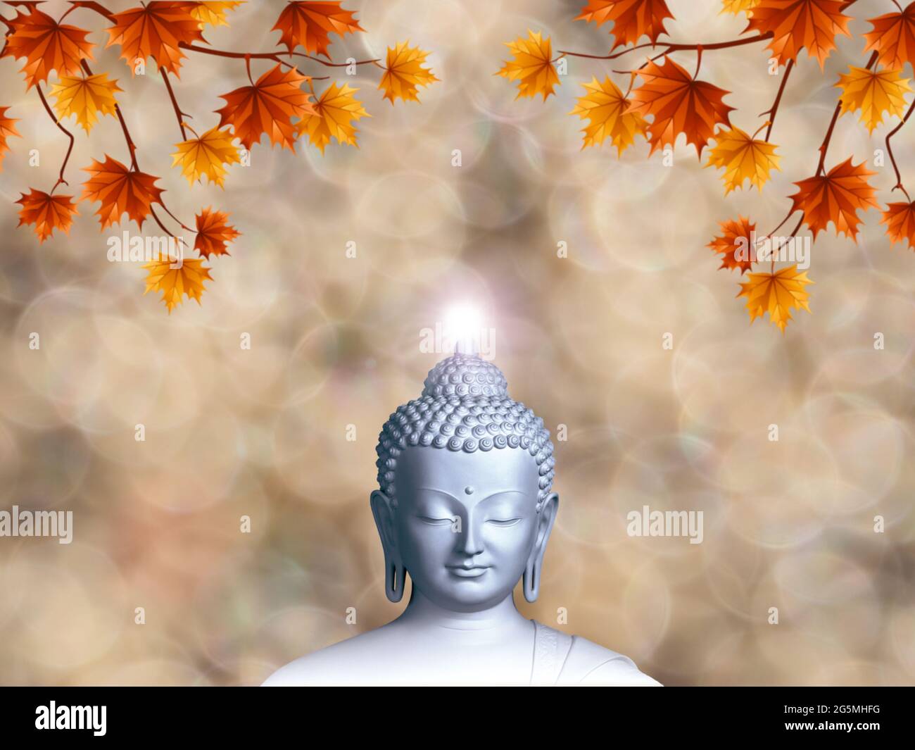 Spiritual background for meditation with buddha statue and tree Stock ...