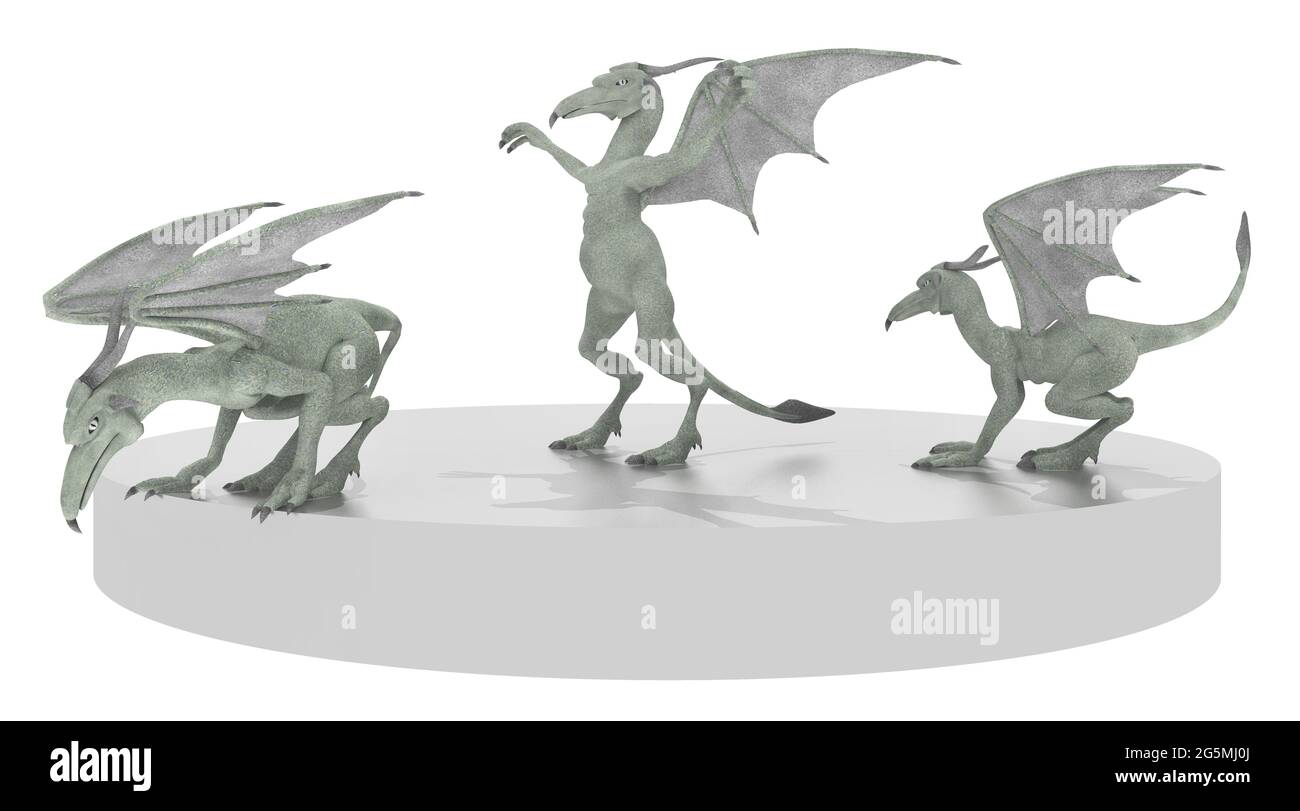 Gargoyle sculptures isolated on white background Stock Photo - Alamy