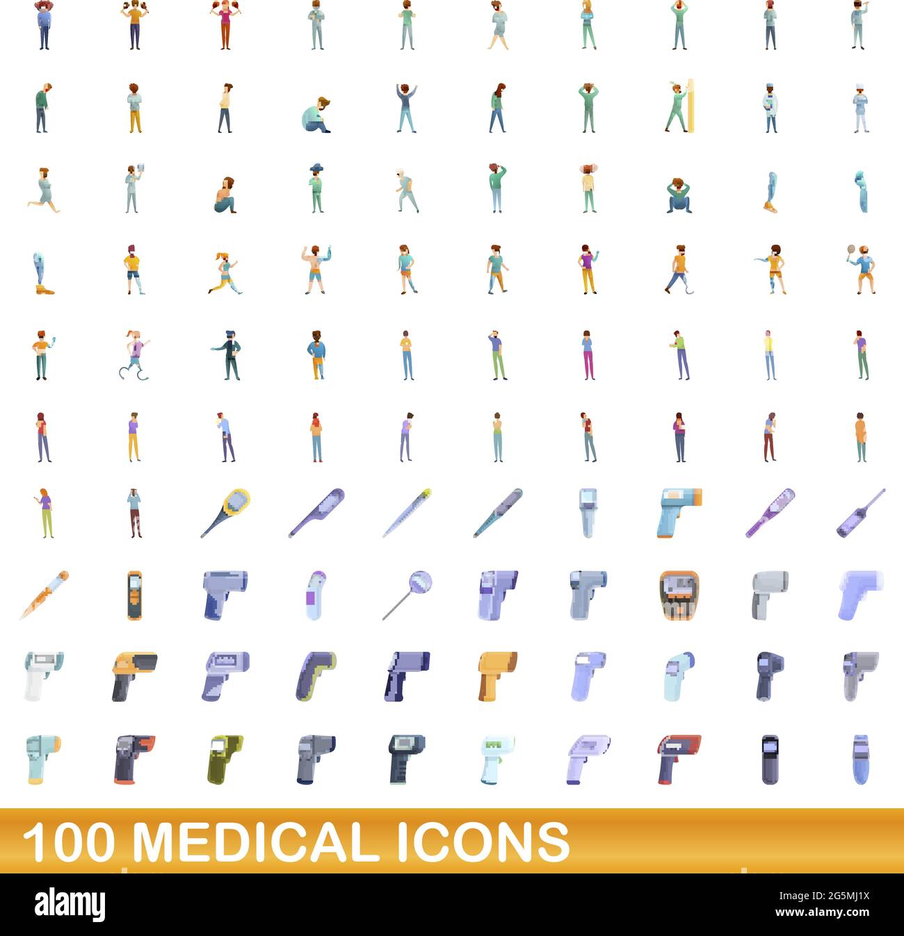 100 medical icons set. Cartoon illustration of 100 medical icons vector ...