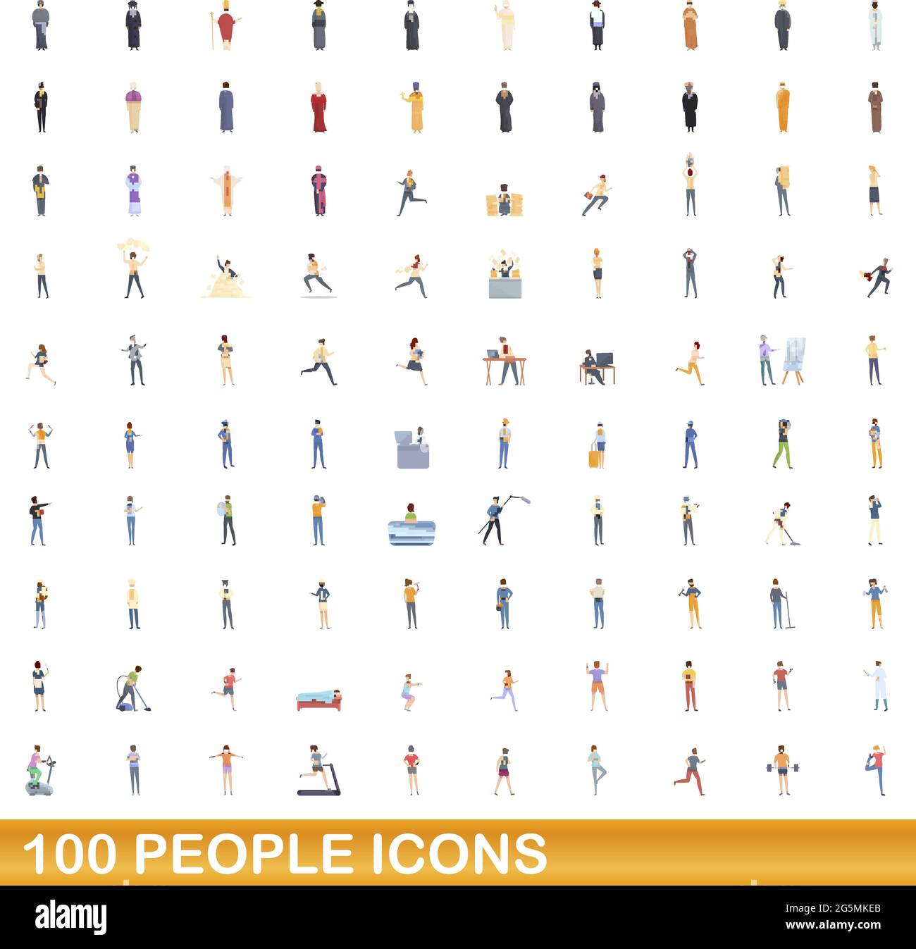 100 people icons set. Cartoon illustration of 100 people icons vector ...