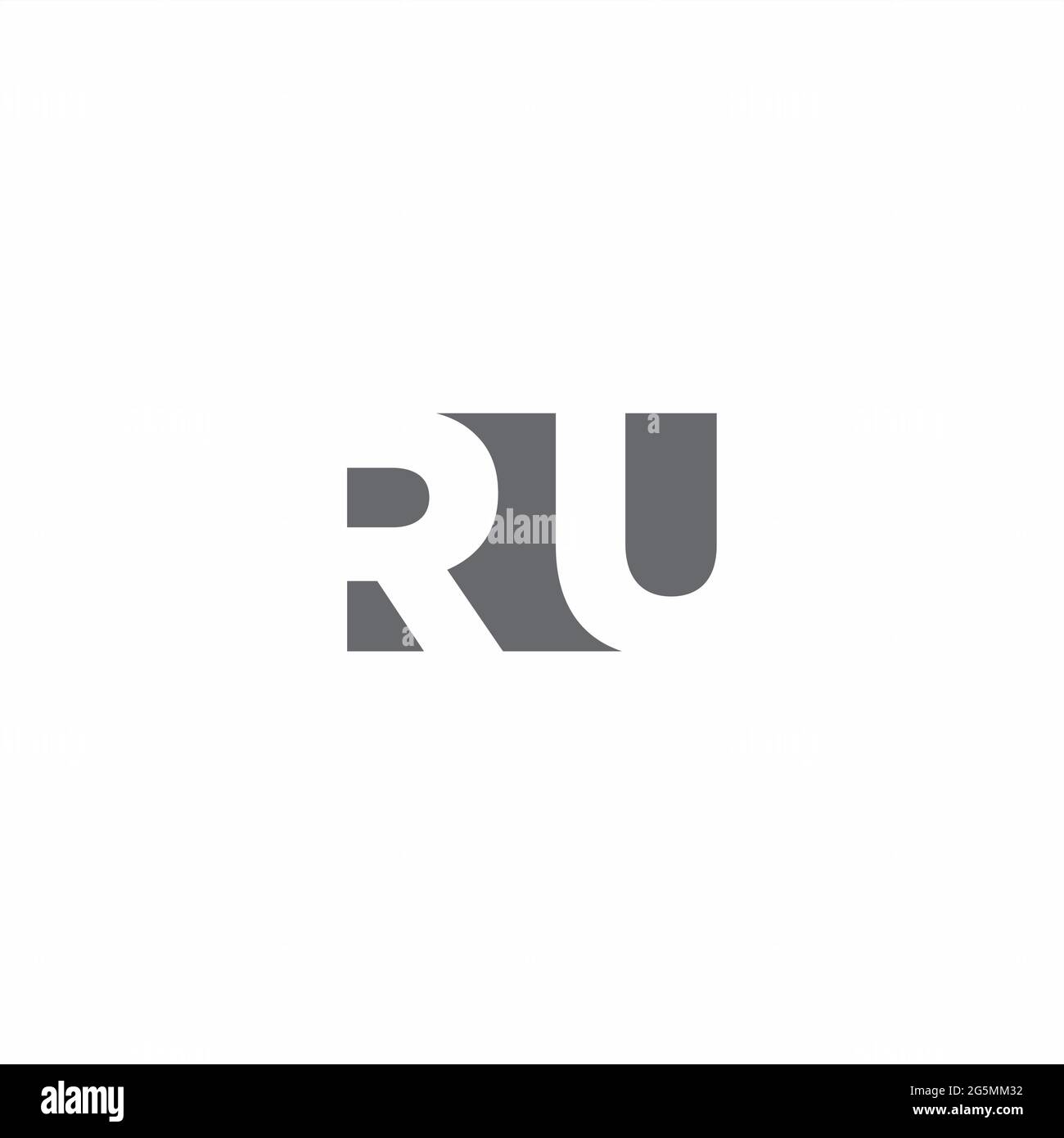 RU Logo monogram with negative space style design template isolated on ...