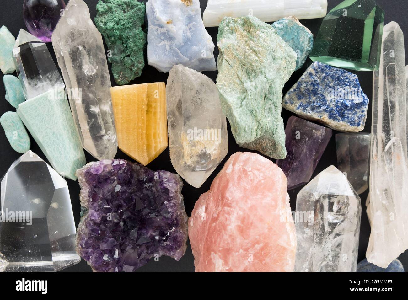 Background of various crystals and gemstones. Colorful gemstones and ...