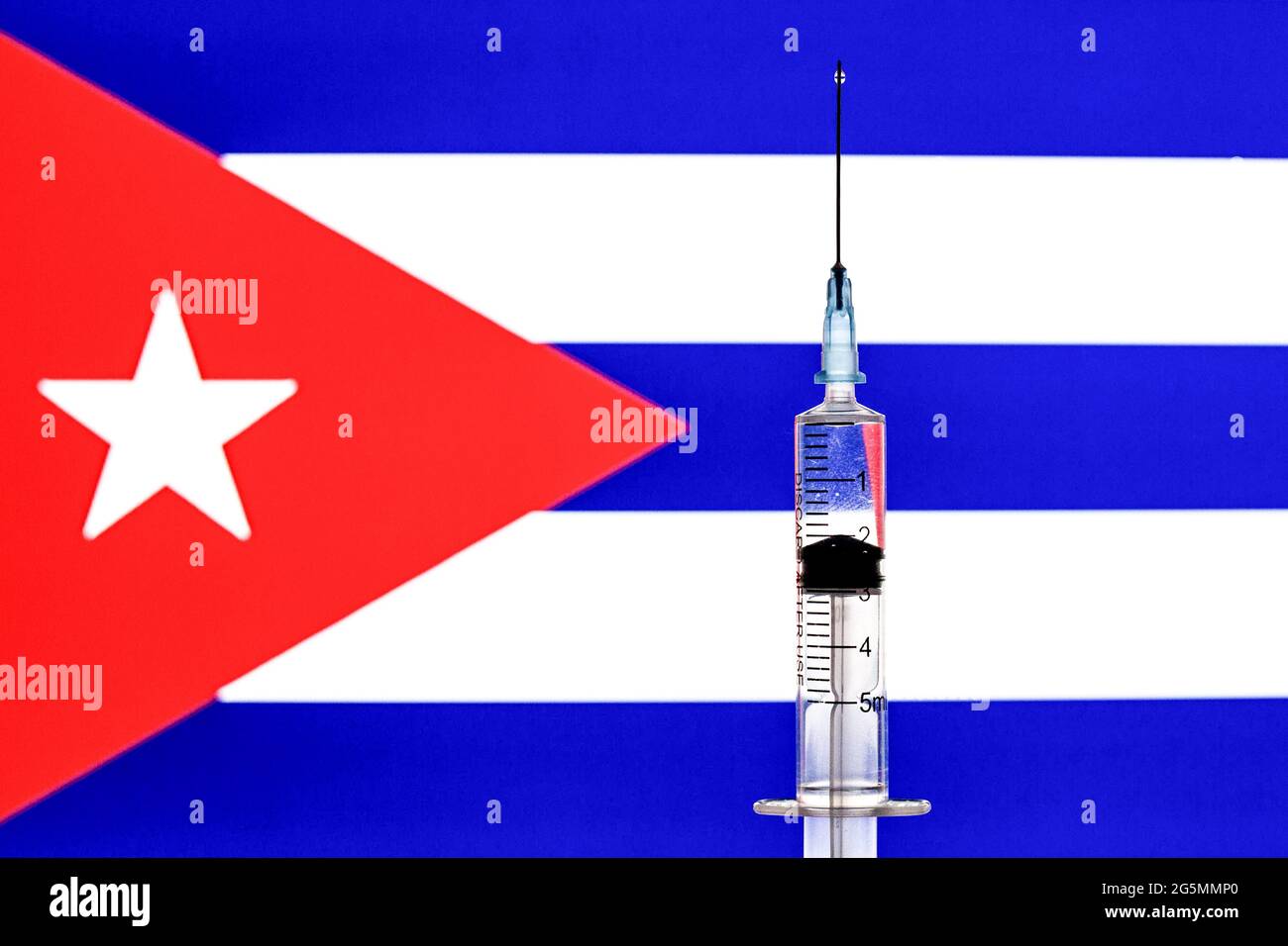 Spain. 28th June, 2021. In this photo illustration a medical syringe ...