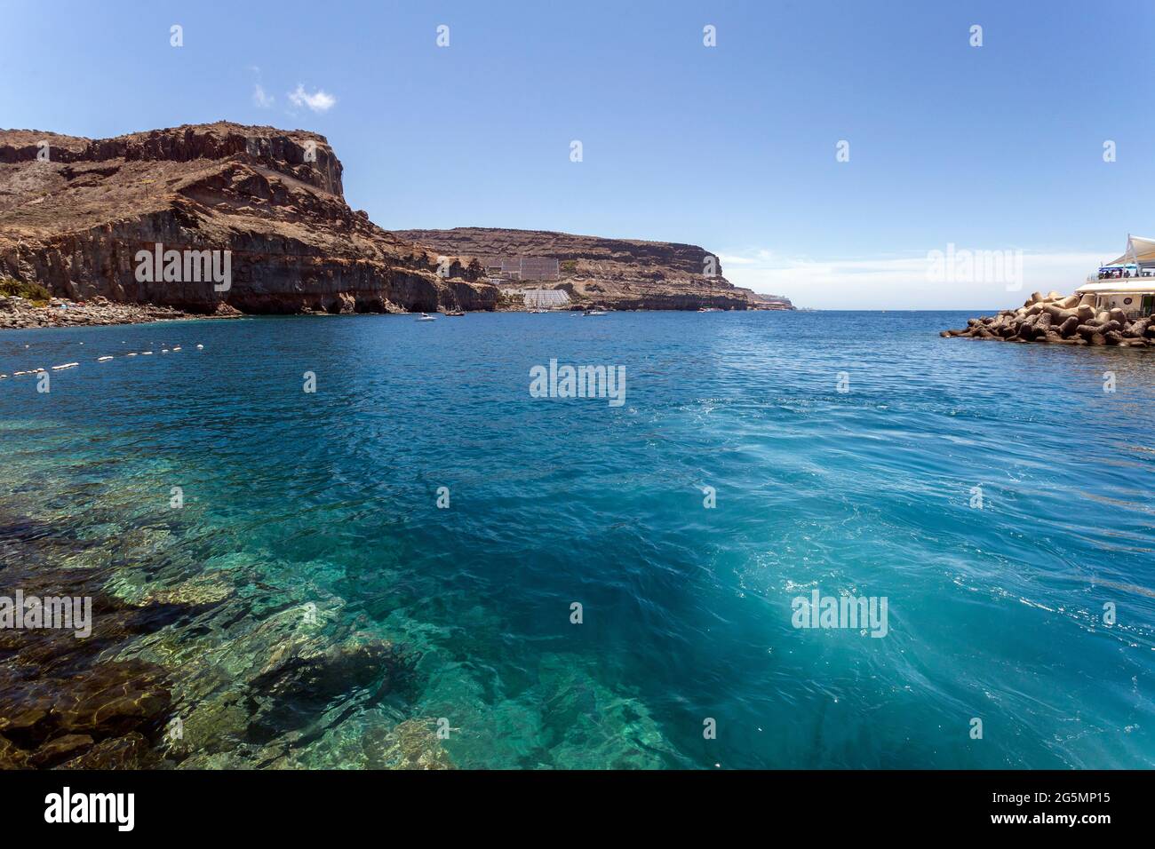 The beach of Puerto de Mogan, Gran Canaria, Canary Islands, Spain Stock ...