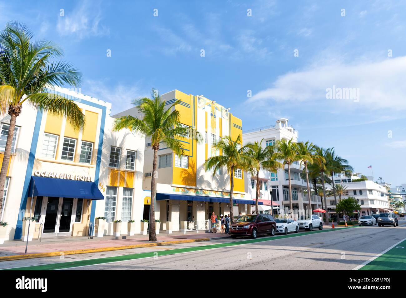 Miami, USA - April 18, 2021: iconic Ocean Drive street with art-deco ...