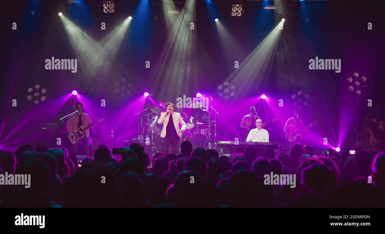 THE SPARKS BROTHERS, Sparks, in concert, front of stage, from left ...