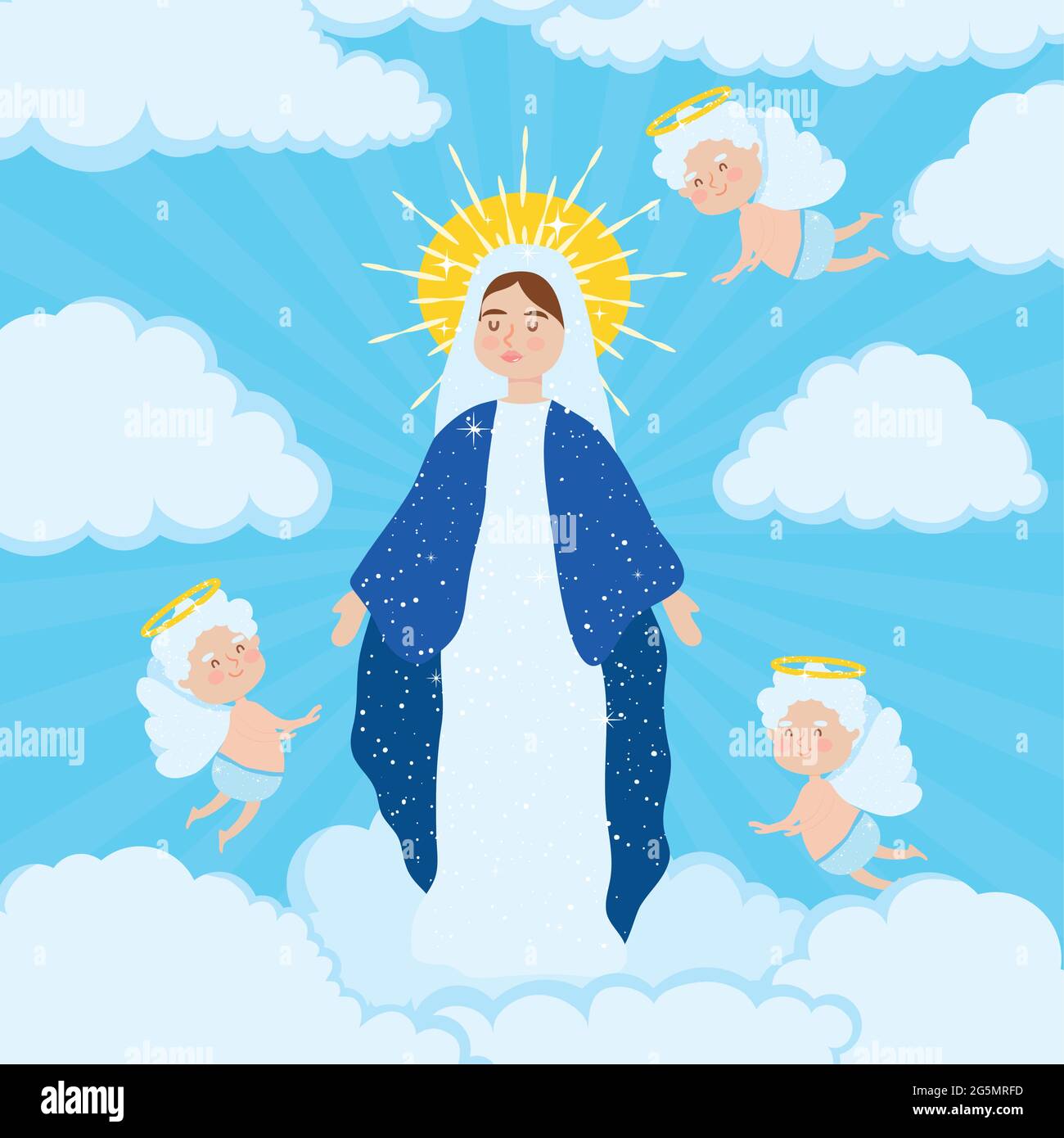 Assumption of Mary with angels around Stock Vector Image & Art - Alamy