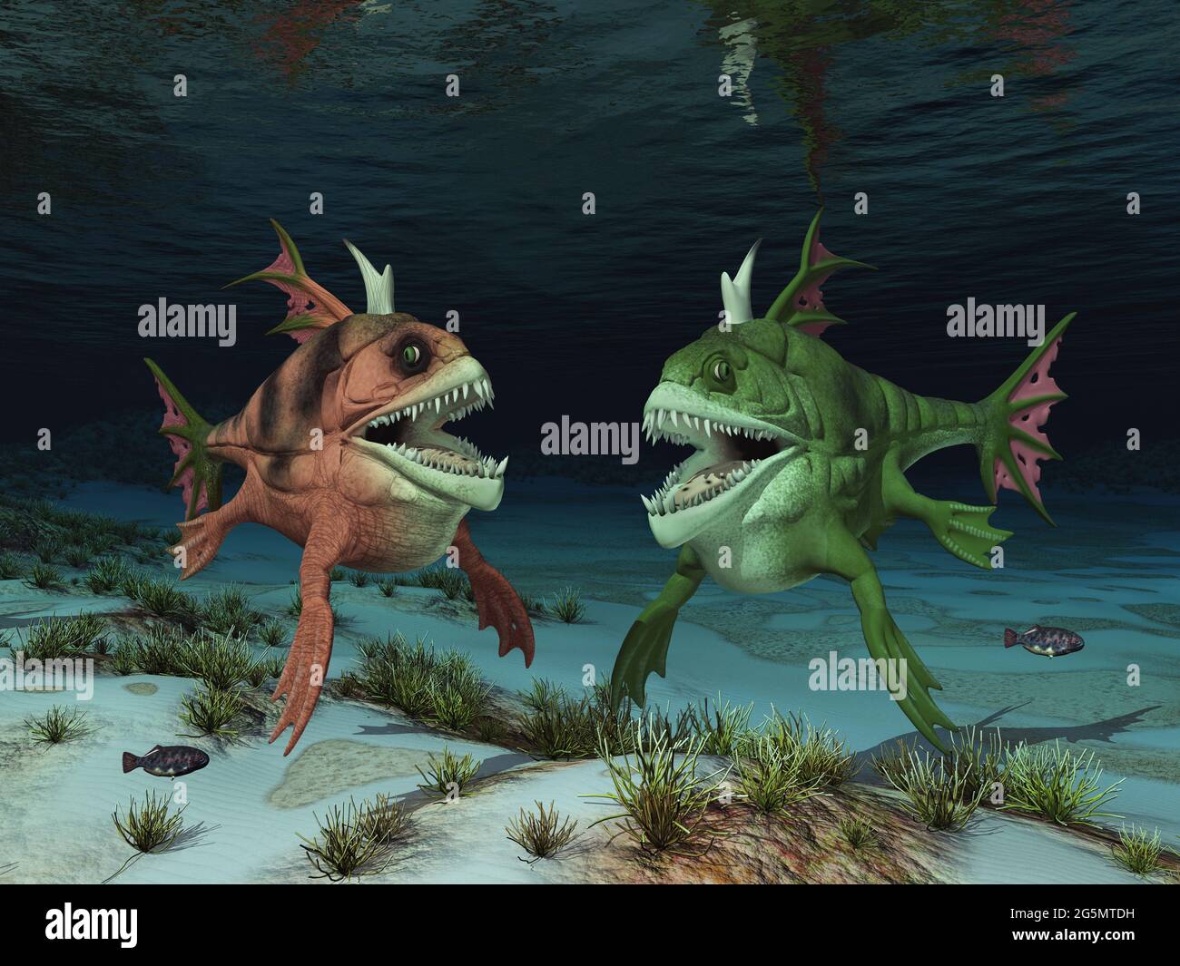 Monstrous fish in an underwater landscape Stock Photo - Alamy