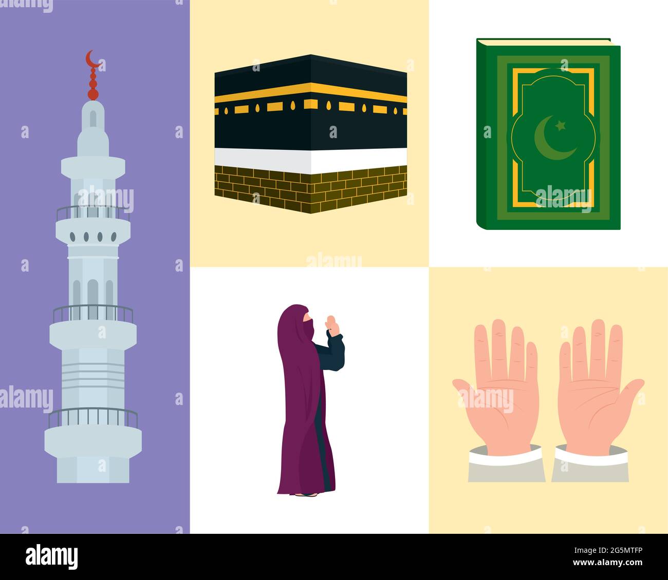 Islamic pilgrimage icons set Stock Vector Image & Art - Alamy