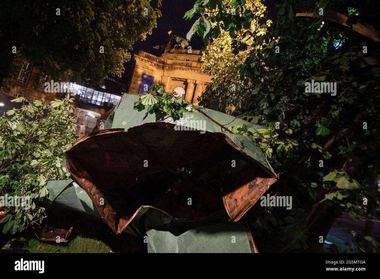 Stuttgart, Germany. 28th June, 2021. Part of the roof of the Stuttgart ...
