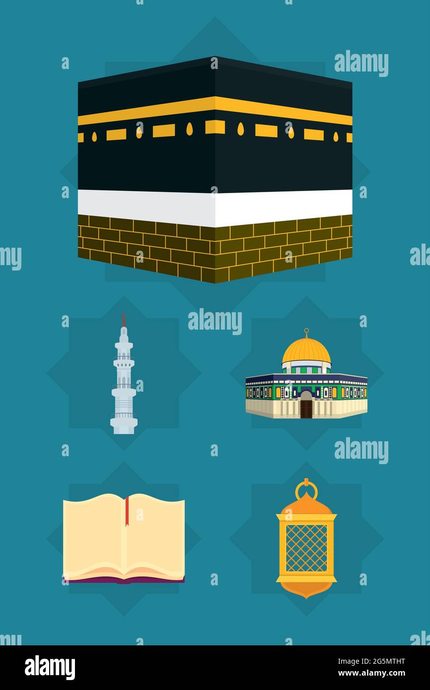 Islamic pilgrimage icon set design Stock Vector Image & Art - Alamy