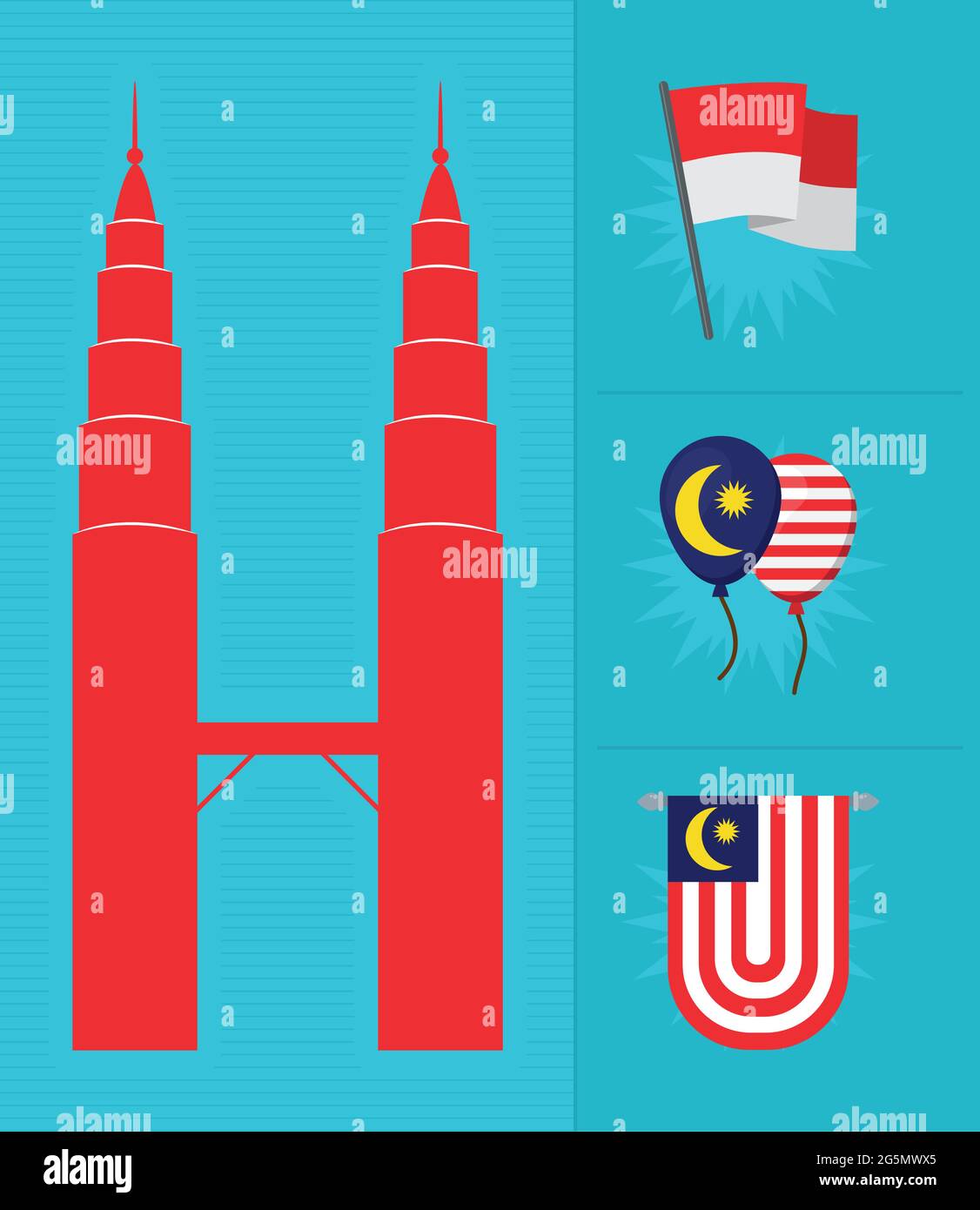 Merdeka icon set on background Stock Vector Image & Art - Alamy