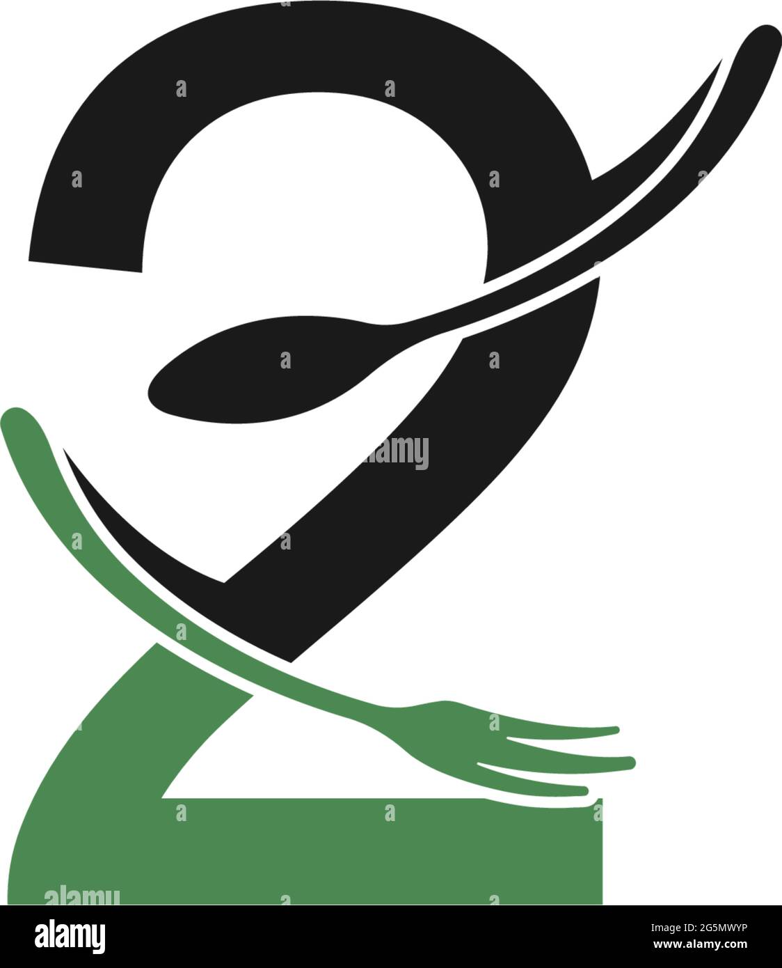 Number 2 with fork and spoon logo icon design vector illustration Stock ...