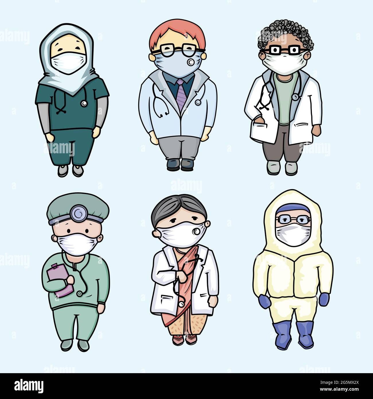 Multinational Doctors in different outfits, Different specializations ...