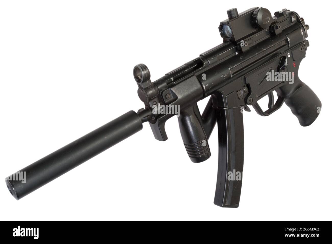 Famous weapon - german submachine gun MP5 with silencer isolated on ...