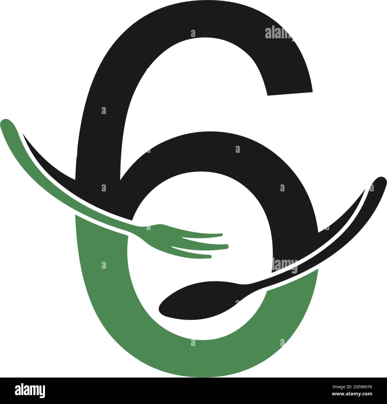 Number 6 with fork and spoon logo icon design vector illustration Stock ...