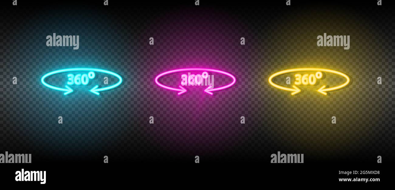 Real estate vector degree, reality, rotate, 360. Illustration neon blue ...