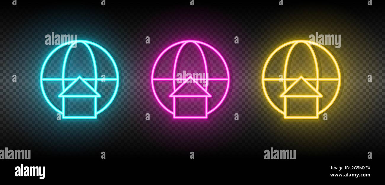 Real estate vector global, location, map. Illustration neon blue ...