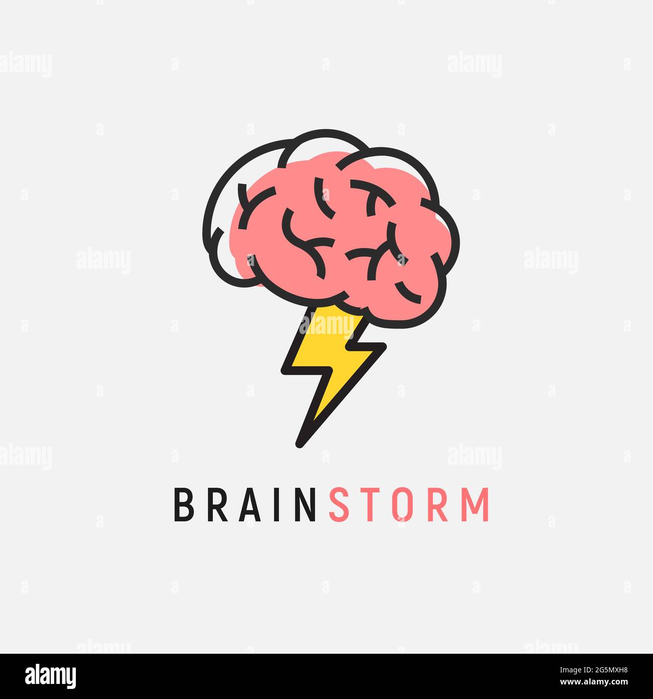 Brainstorm vector icon idea. Brain storm lighting power creative ...