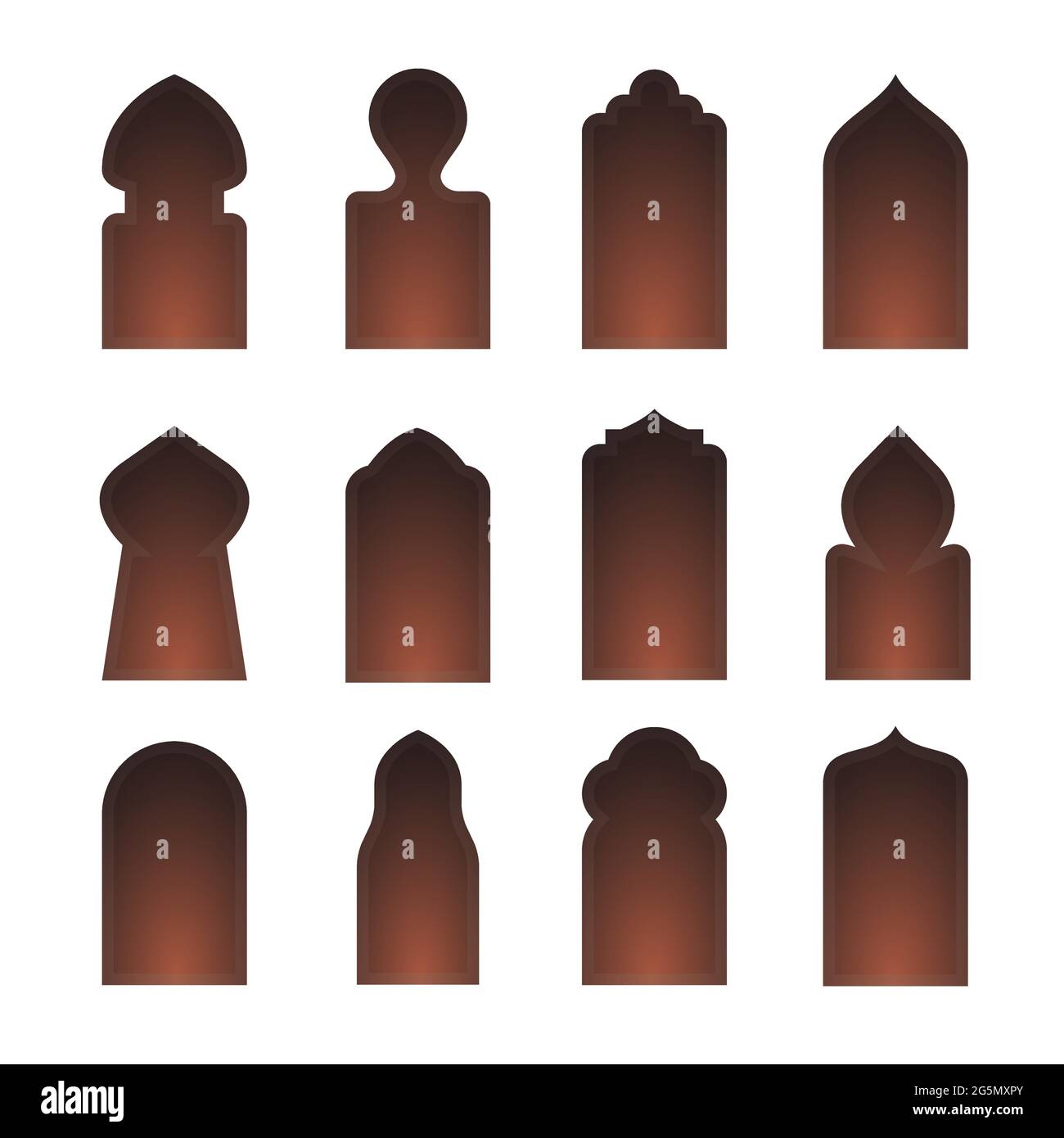 Arab arch door shape set. Islam window gate, arabesque arabian vector ...