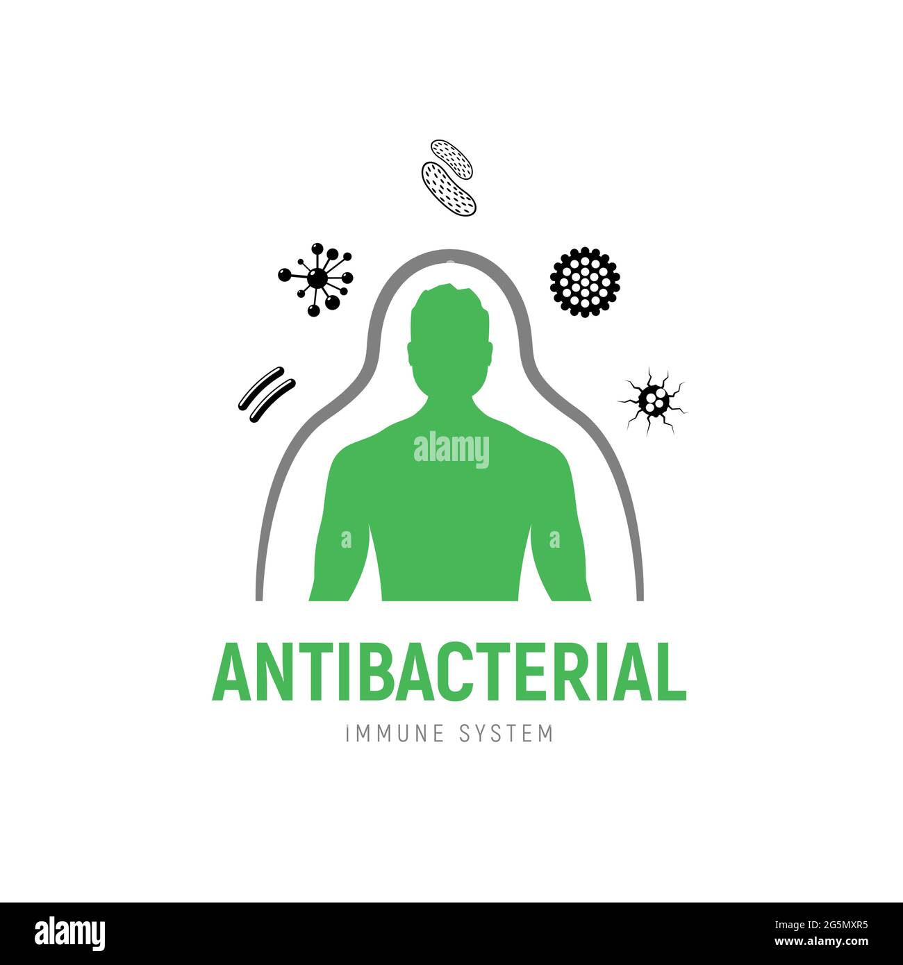 Immune system vector icon logo. Health anti bacteria virus protection ...