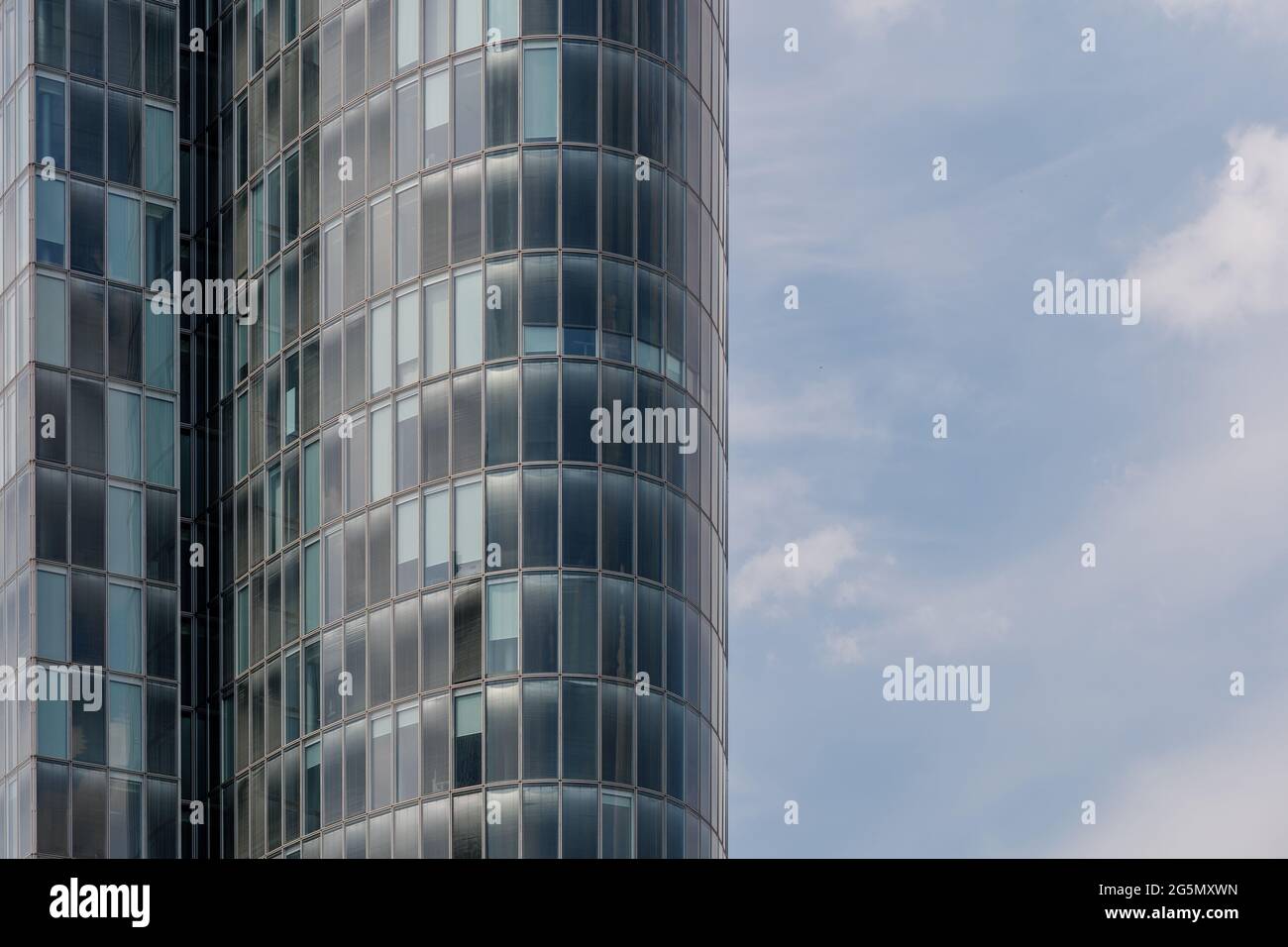 Close up detail of modern glass facade with rectangular windows frame ...