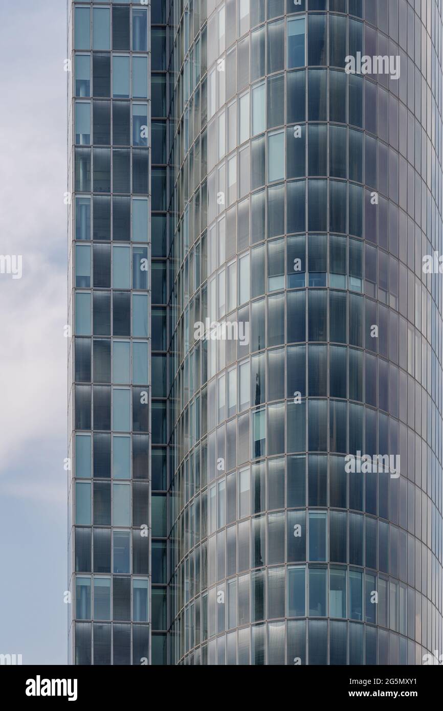 Close up detail of modern glass facade with rectangular windows frame ...