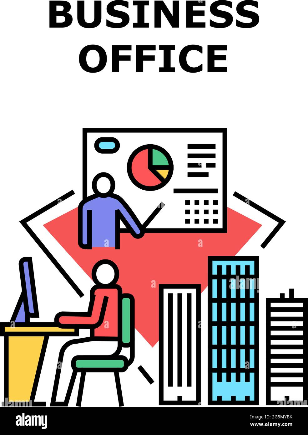 Business Office Vector Concept Color Illustration Stock Vector Image ...